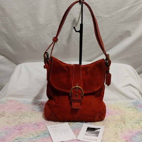 Coach | Bags | Authentic Coach Rust Orange Vintage Suede Shoulder Bag W ...